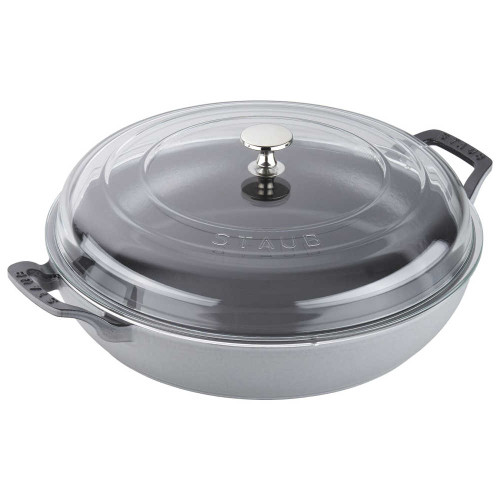 Staub Cast Iron Braiser With Glass Lid in Graphite Grey