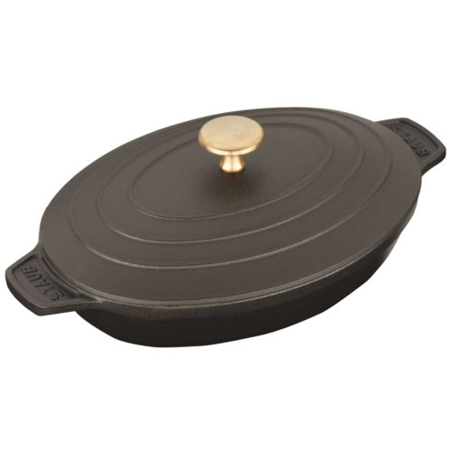 Staub Cast Iron Oval Baking Dish in Matte Black