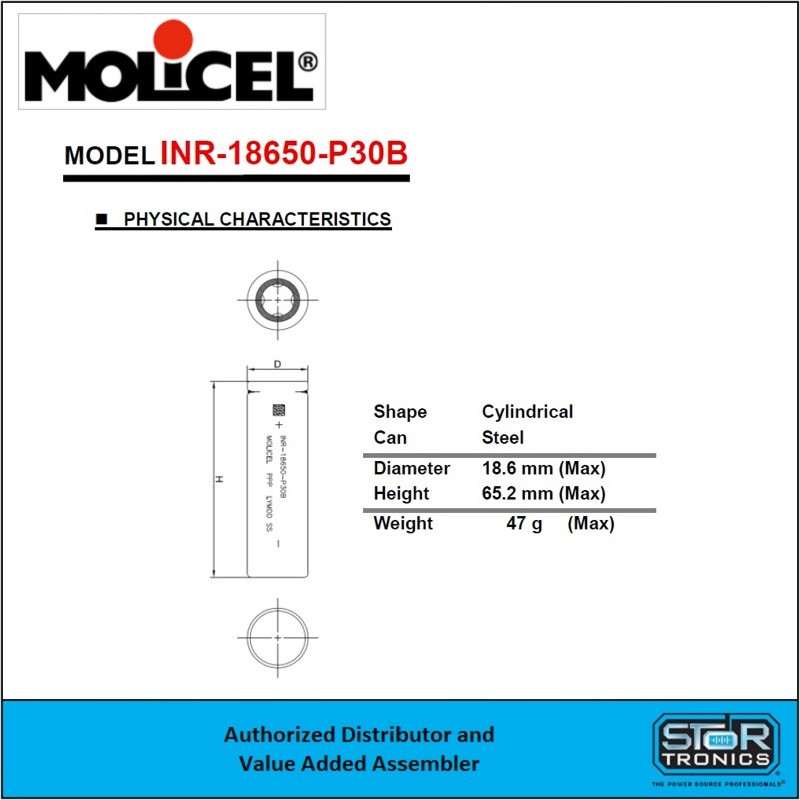 Molicel High Energy Density and High Power Density Rechargeable Lithium ...