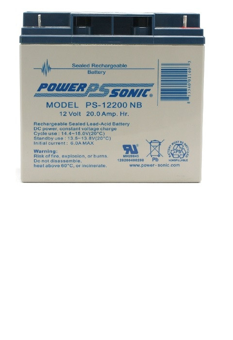PowerSonic PS-12200NB, 12 Volt, 20Ah Rechargeable SLA Battery w/Nut ...