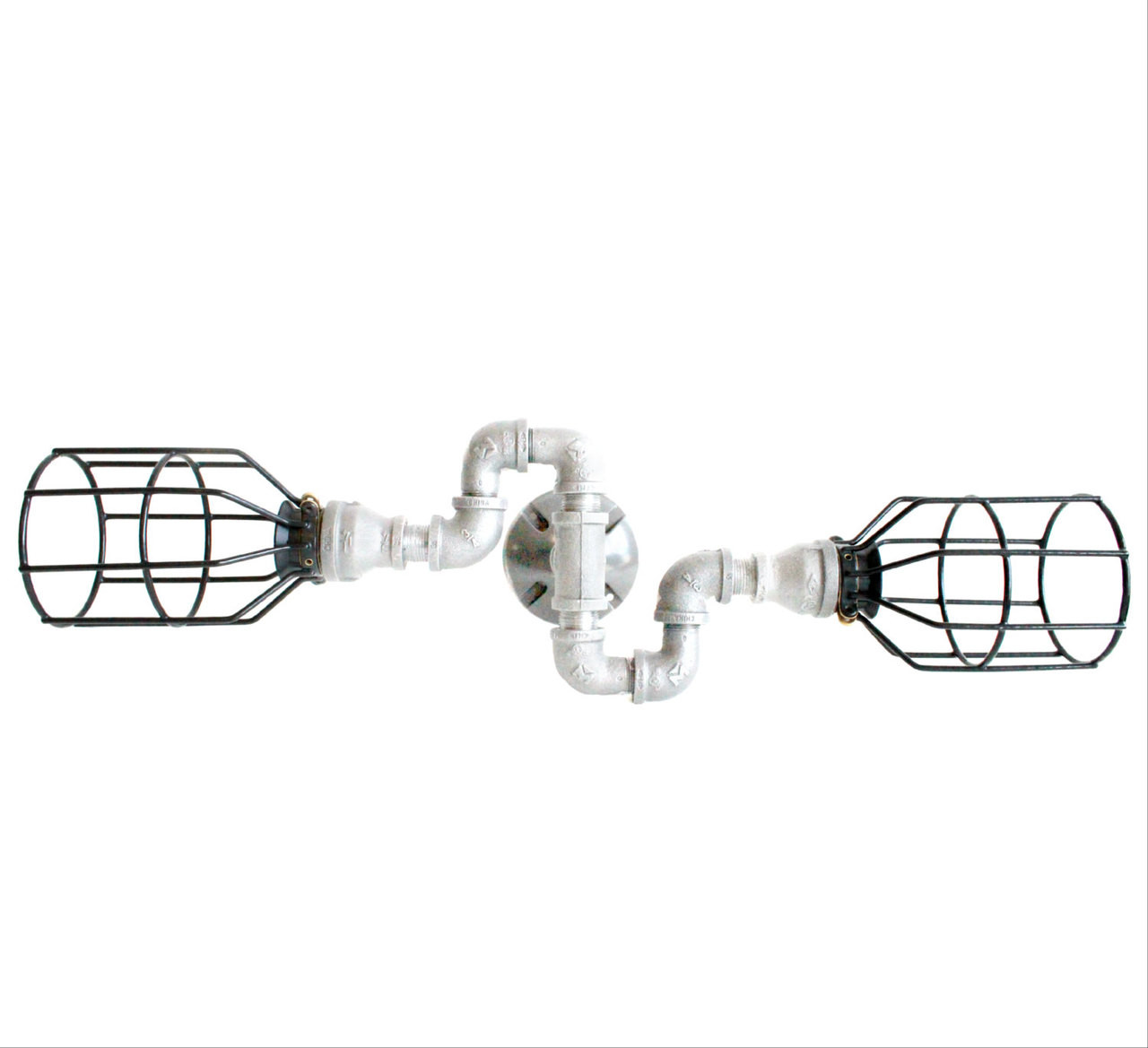 Industrial Pipe Wall Sconce - Galvanized Twisted pipe - bathroom vanity ...