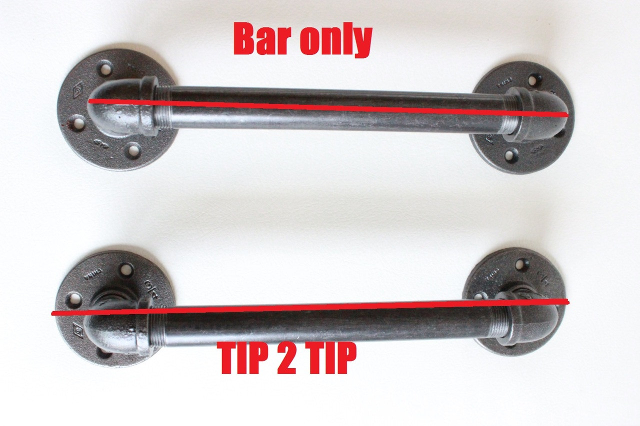 Set of 2 Pipe Door Handles - Industrial Black Pipe Door pulls