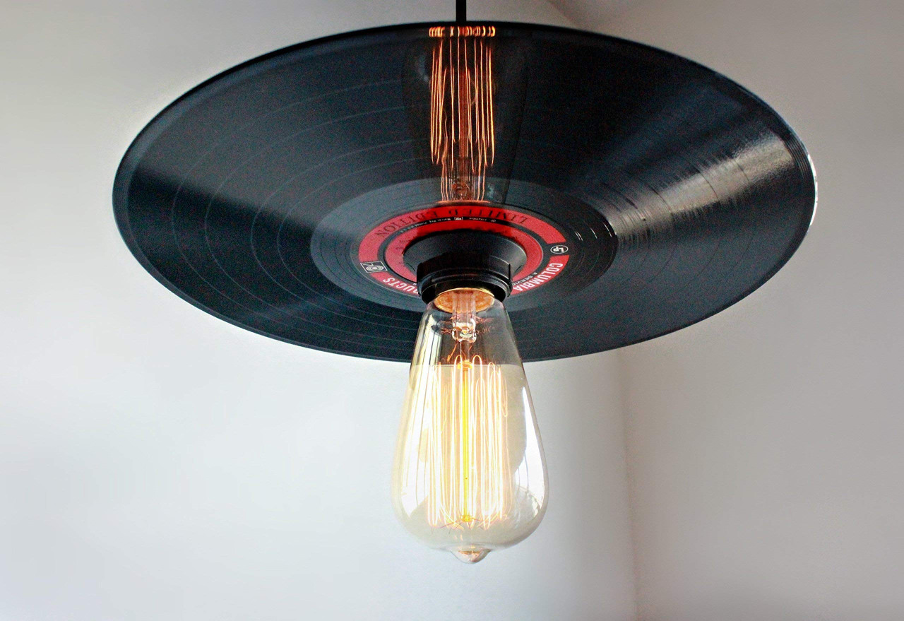 Vinyl Record Pendant Light, 50'S retro lighting - Haddock Industrial