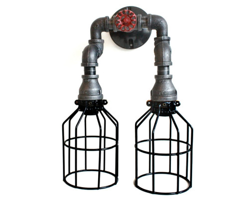 Industrial Pipe Lighting - Black Pipe Wall Sconce w/ knob - Bathroom ...