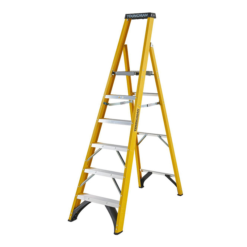 Youngman 52745618 S400 Fibreglass Platform Stepladder 6 Tread Step ...