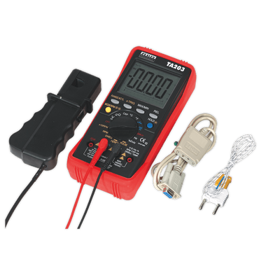 Sealey TA203 Digital Automotive Multimeter 15 Function Bar Graph/PC ...