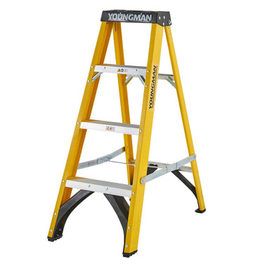 Youngman 52744418 S400 Fibreglass Stepladder 4 Tread Step Ladder | Toolden