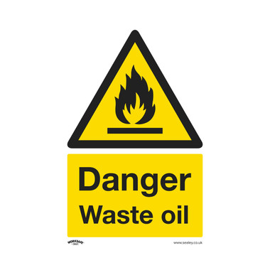 Sealey SS60V1 Warning Safety Sign - Danger Waste Oil - Self-Adhesive ...