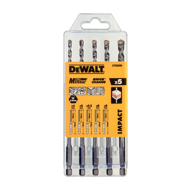 Dewalt DT60099 Extreme Impact Multi Material Drill Bit Set 5pc | Toolden