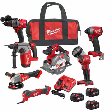 Milwaukee M18FPP7A3-503B 18V 7pc Power Tool Kit | Toolden