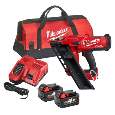 Milwaukee M18FFN-402X 18V Fuel First Fix Angled Nail Gun 2x 4.0Ah ...