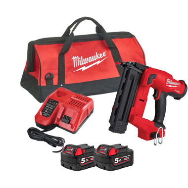 Milwaukee M18FN18GS-502X 18V Fuel Straight Second Fix Nail Gun 2x 5.0Ah ...