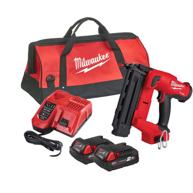 Milwaukee M18FN18GS-202X 18V Fuel Straight Second Fix Nail Gun 2x 2.0Ah ...