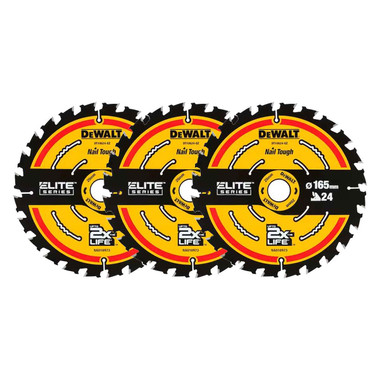 DeWalt DT10624-QZ Extreme Circular Saw Blade for Wood 165 x 20mm 24T (3 ...