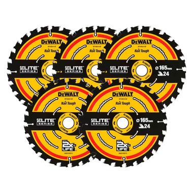 DeWalt DT10624-QZ Extreme Circular Saw Blade for Wood 165 x 20mm 24T (5 ...