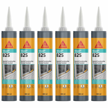 Everbuild SIKASIL 825 Silicone White 380ml (6 Pack) | Toolden