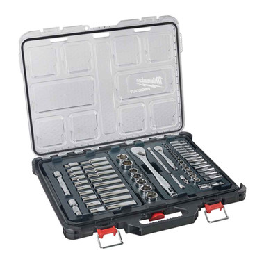Milwaukee 4932493661 PACKOUT 1/4" & 1/2" Drive Ratchet & Socket Set (63 ...