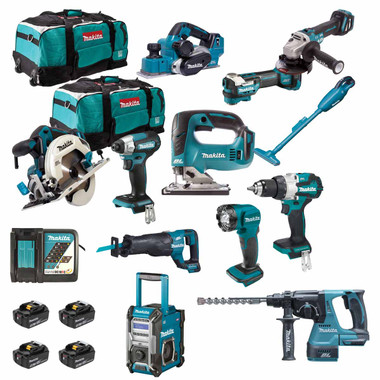 Makita 18V LXT Brushless 12 Piece Power Tool Kit with 4 x 5Ah Batteries ...