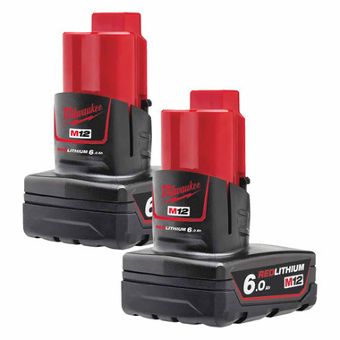 Milwaukee M12B6 12V 6.0Ah Redlithium-ion Battery (2 Pack) | Toolden