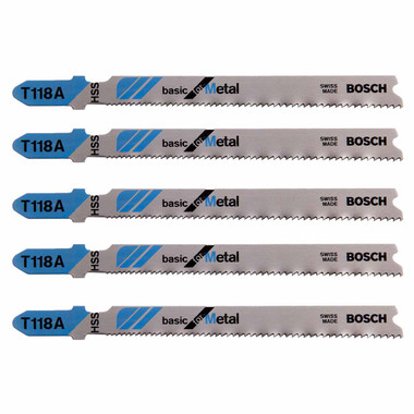 Bosch 2608631013 T 118 A Jigsaw Blade Basic for Metal (5 Pack) | Toolden