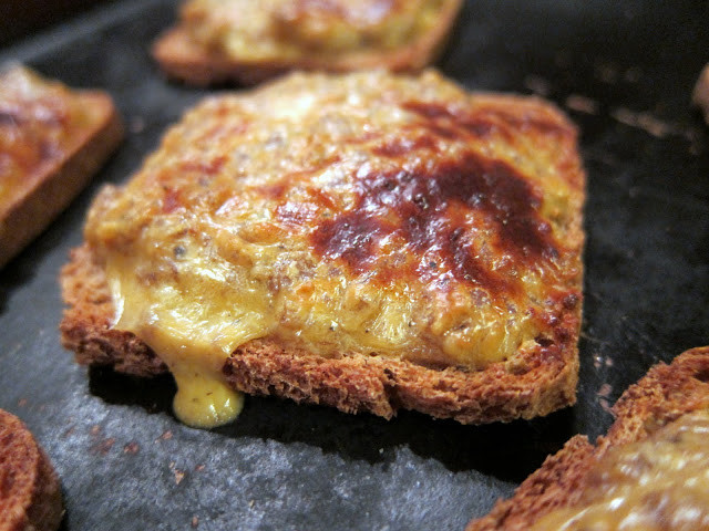 Cheesy Sausage Bacon Jam Toast Bites