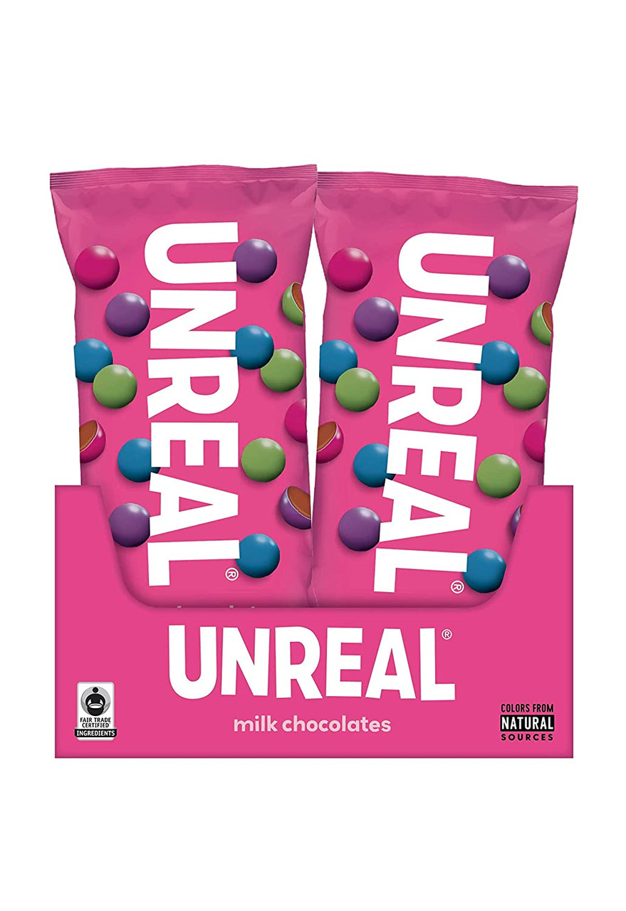 UNREAL Milk Chocolate Gems - Vegan, Gluten free - 12 Snack Packs