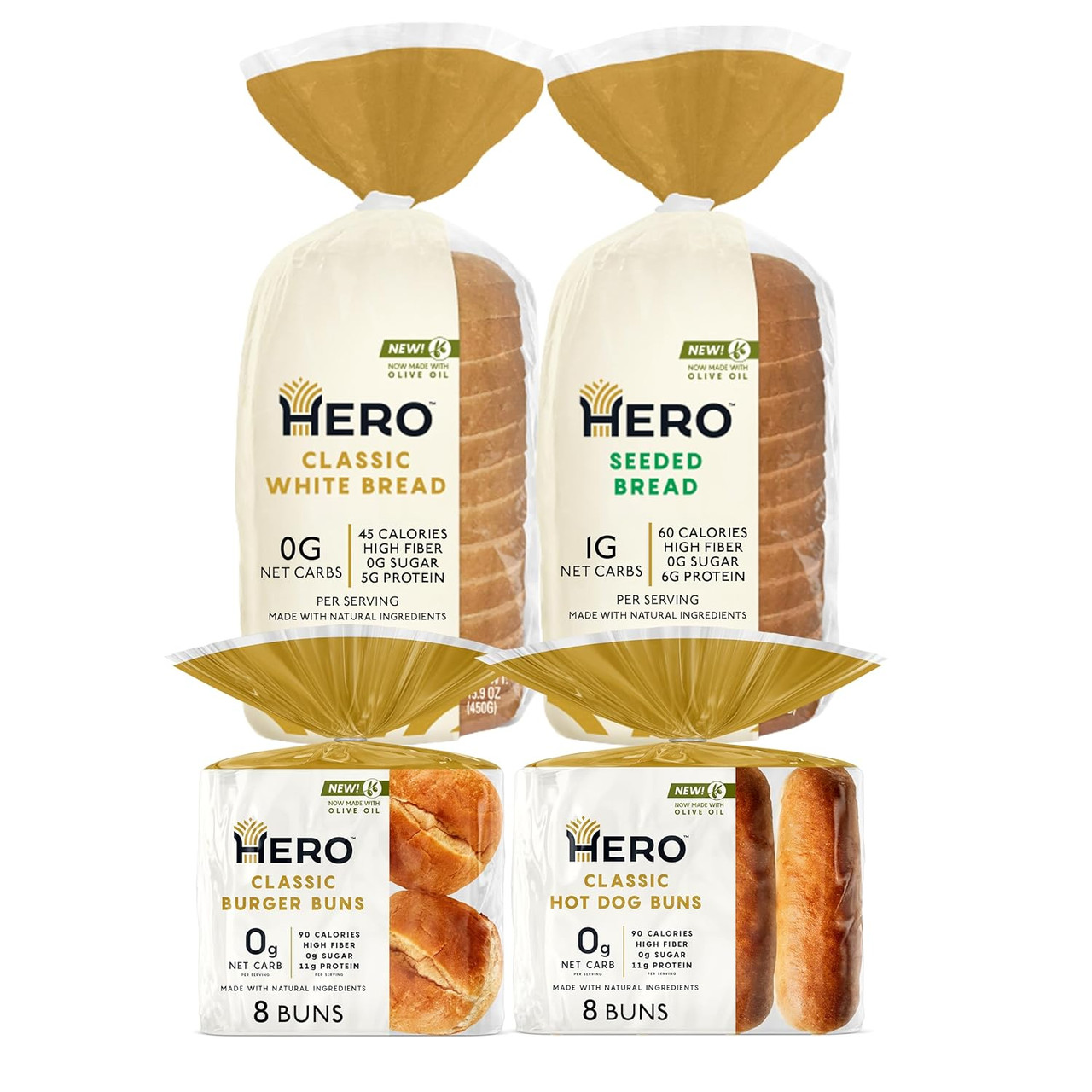 Hero Bread Find Your Hero Bundle — 1g Net Carb Seeded Bread and 0g Net ...