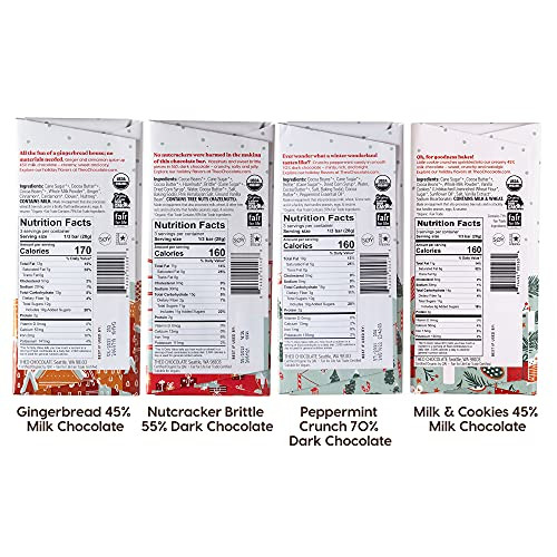 Theo Chocolate Organic Milk + Dark Chocolate Bars Classic Sampler ...