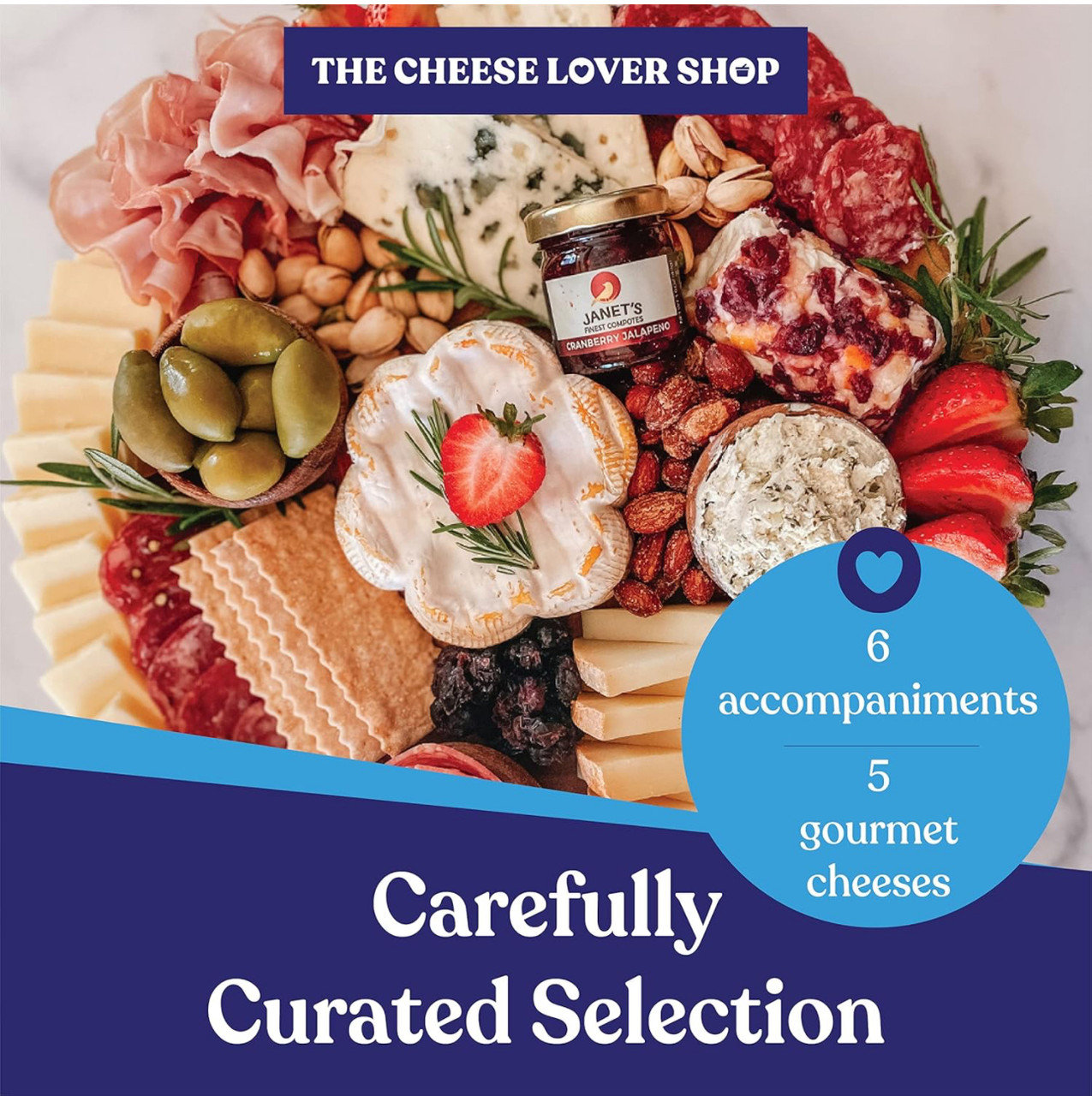 Holiday Kit, Cheese Platter with 5 Gourmet Cheeses and 6 Accompaniments ...