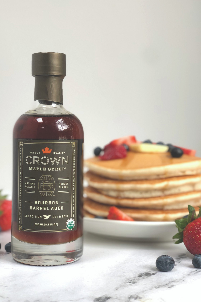Crown Maple Bourbon Barrel Aged Organic Maple Syrup, 25 Fl Oz, Pancakes ...