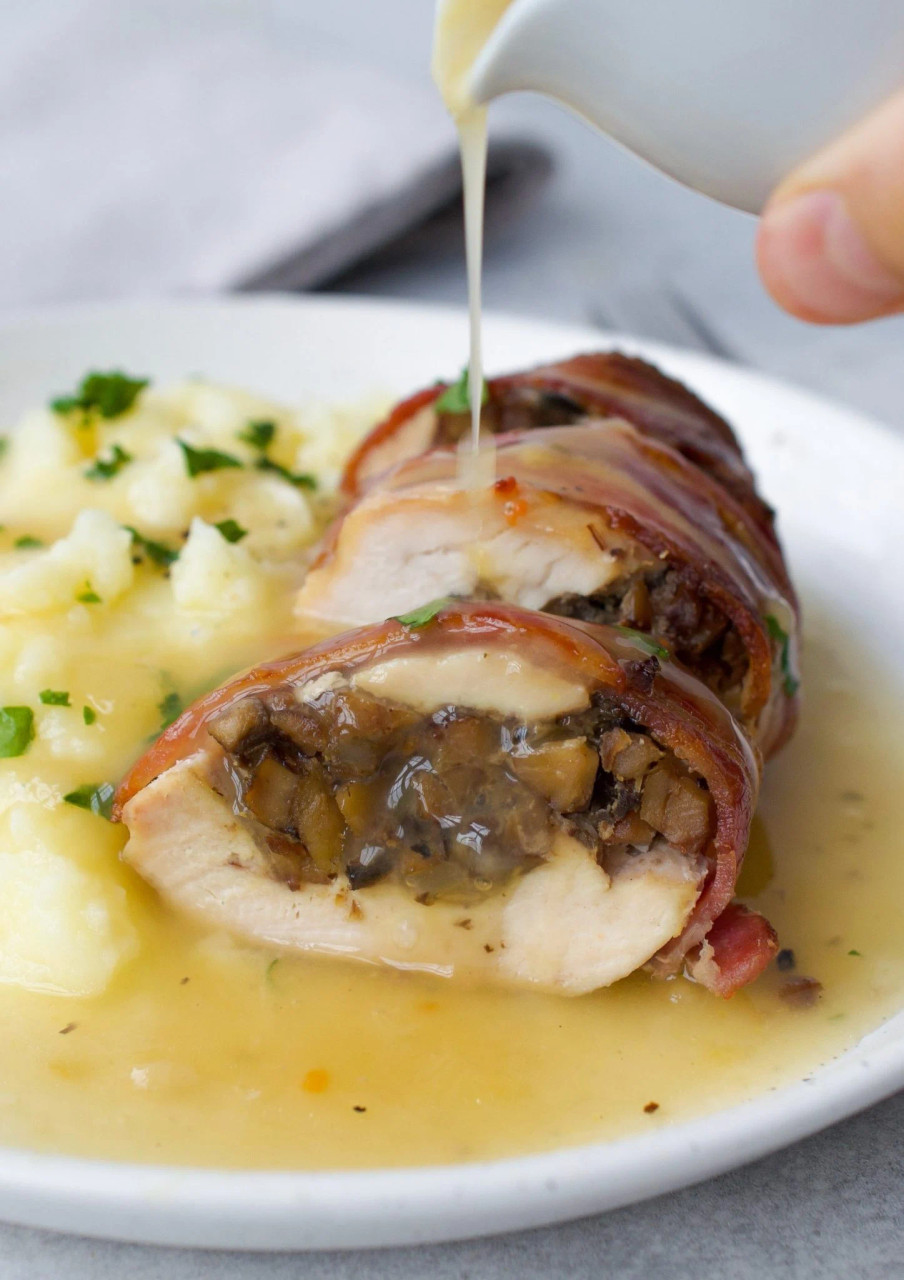 Bacon Wrapped Stuffed Chicken Breasts Combo - Mushroom Swiss & Holiday ...