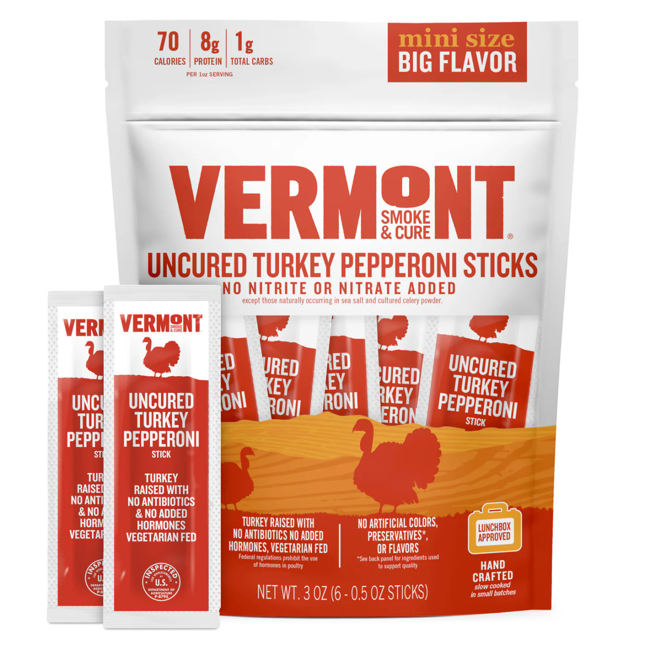 Vermont Smoke & Cure Uncured Pepperoni Turkey Stick Go Packs - Protein ...