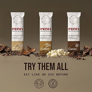 PRIMA Grass Fed Protein Bars, Cacao - Seed Oil Free, Gluten Free, Low ...