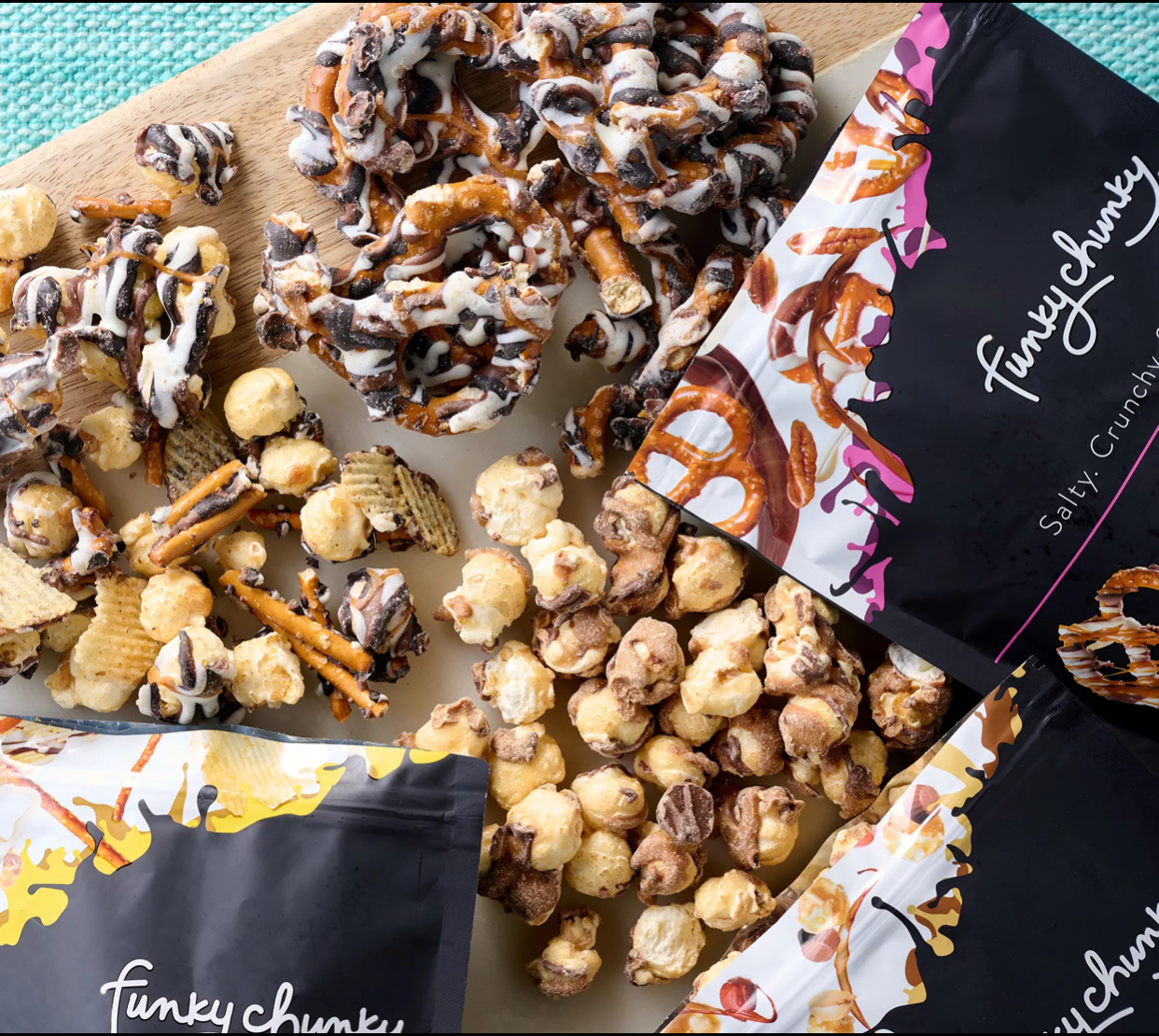 Funky Chunky Gourmet Popcorn Sampler Variety - Sea Salt Caramel, Nutty ...