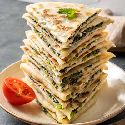Spinach and Cheese Turkish Stuffed Flatbread