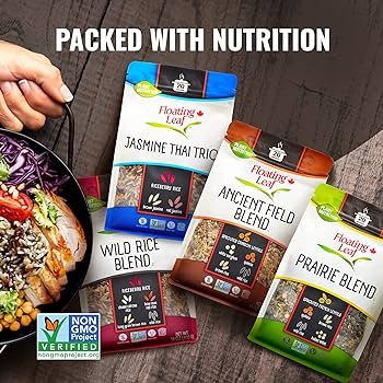 Floating Leaf Rice Variety Pack - Jasmine Thai Rice Trio, Wild Rice ...