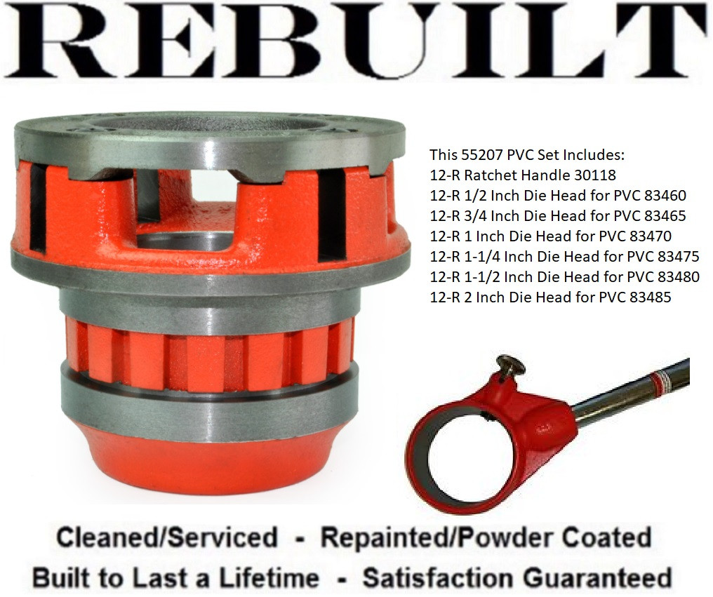 Ridgid 55207 12-R Pipe Threader Set, 1/2 - 2 inch NPT for PVC, Without ...