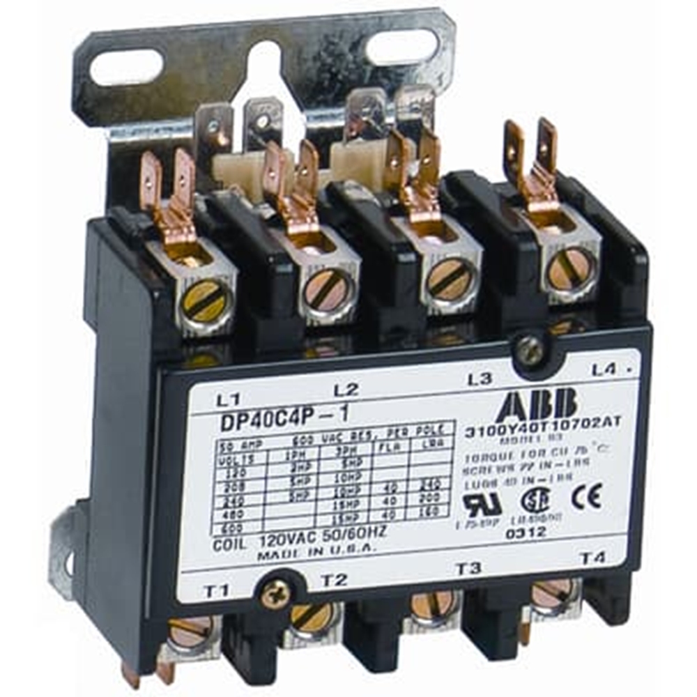 ABB DP40C4P-C DP Series Contactor, 4-Pole, 3-Phase, 40A, 277VAC Coil [New]