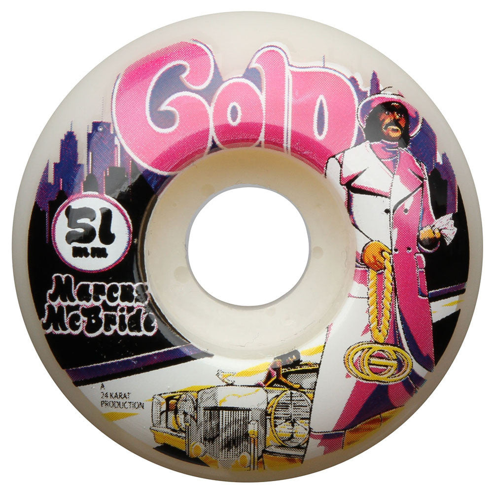 Gold McBride Super Fly Skateboard Wheels - White - 51mm (Set of 4)