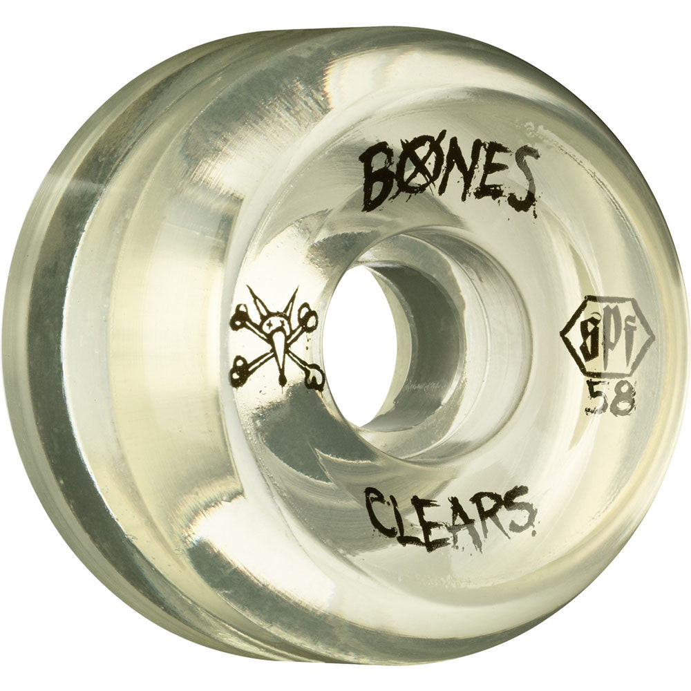 Bones Clear SPF Skateboard Wheels - Clear - 58mm 84b (Set of 4)
