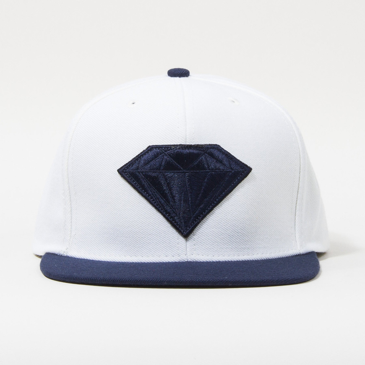 Diamond Emblem Men's Snapback Hat - White/Navy