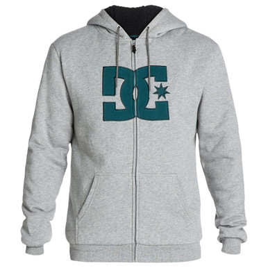 DC Star Sherpa Zip Up Hooded Men's Sweatshirt - Steel Grey KNFH