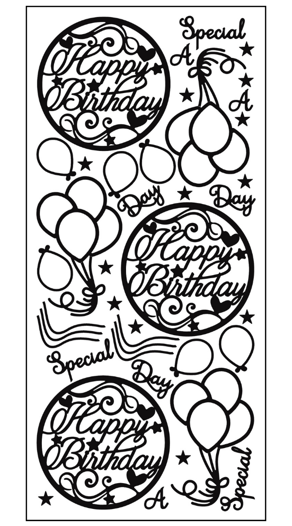 Happy Birthday Circle Outline Sticker - Krazy Kreations