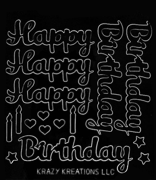 Happy Birthday Circle Outline Sticker - Krazy Kreations