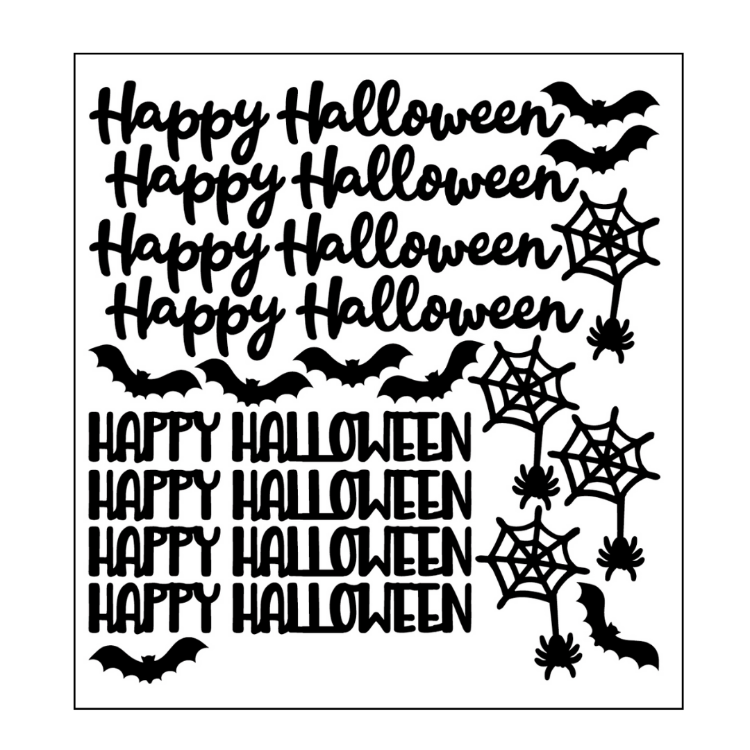 Happy Halloween Outline Sticker - Krazy Kreations
