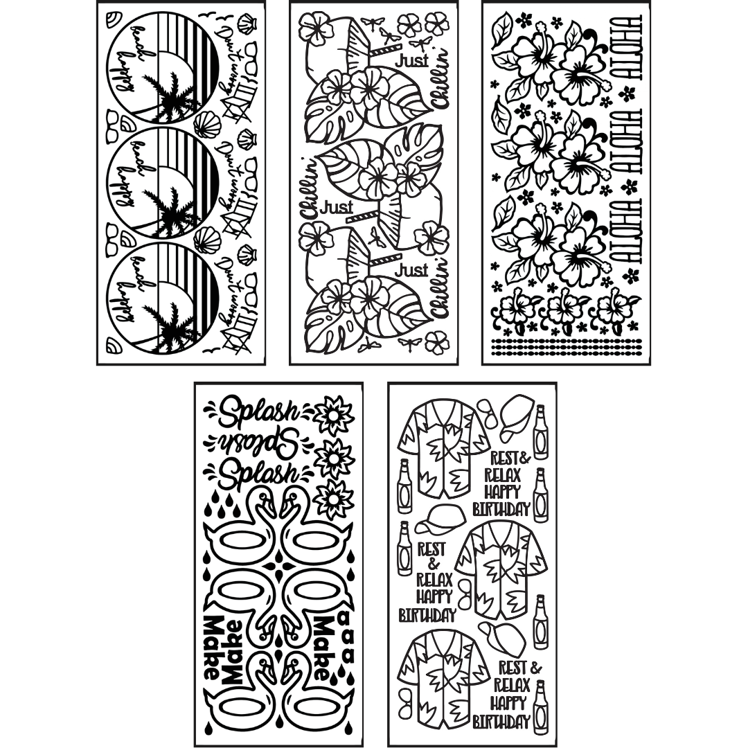 Stickers - Outline Stickers - Beach & Summer - Page 1 - Krazy Kreations