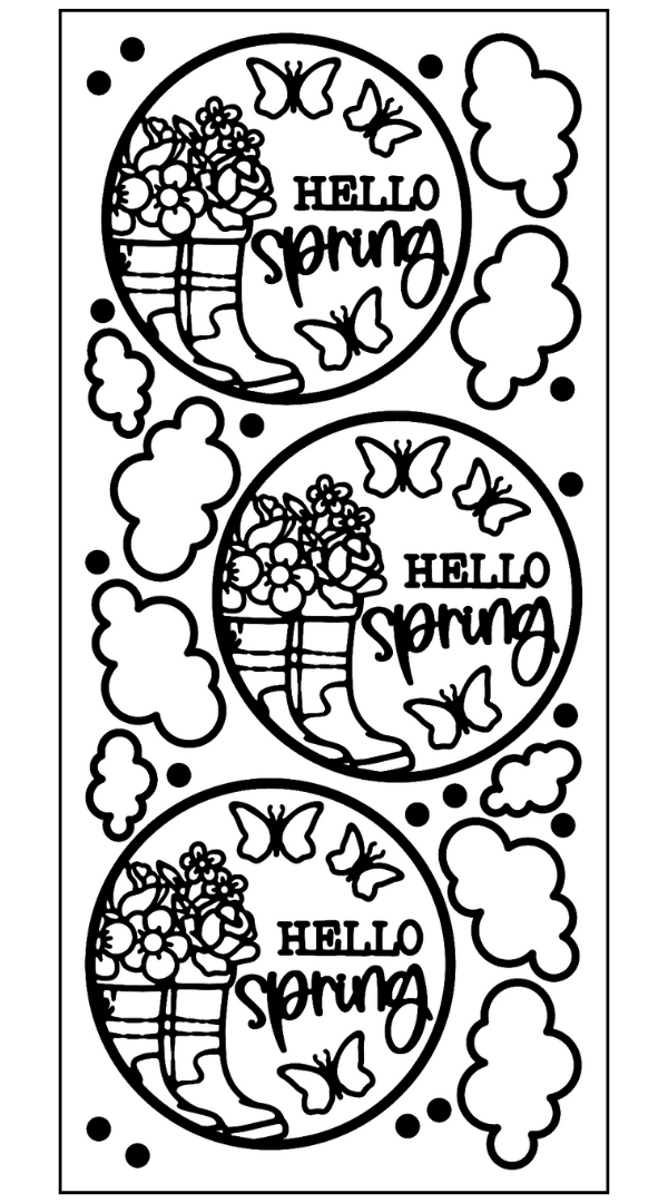 Hello Spring Outline Sticker - Krazy Kreations