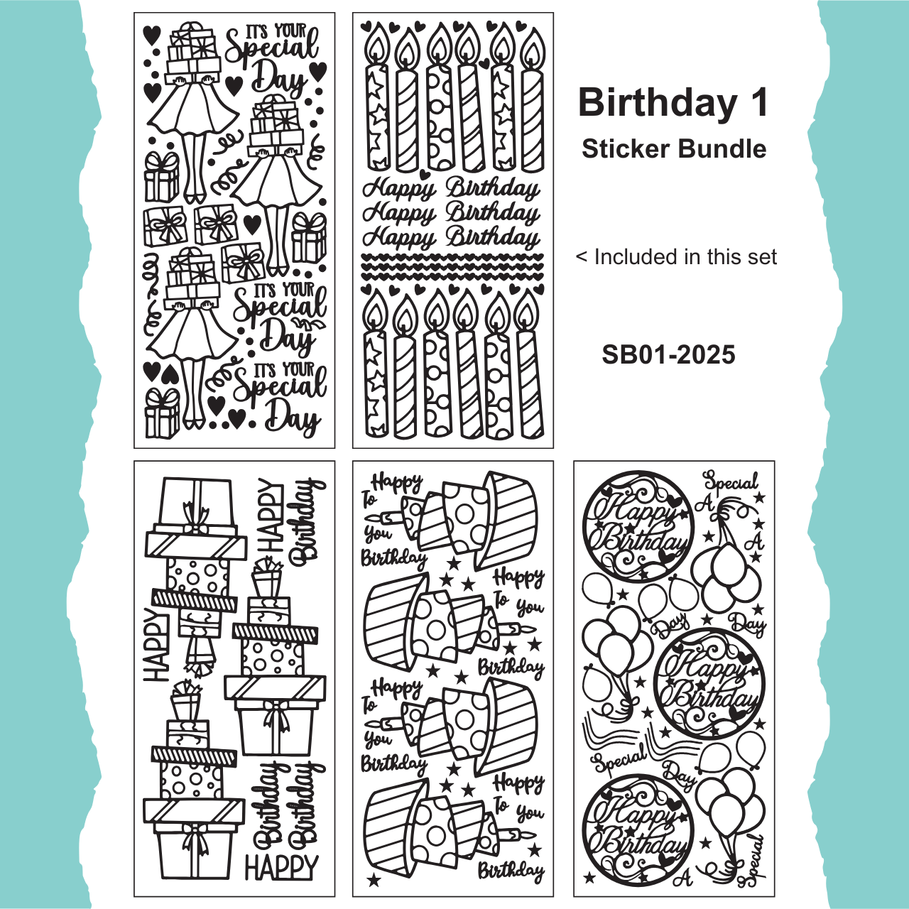 Krazy Kreations | Birthday Presents Outline Sticker - Mini