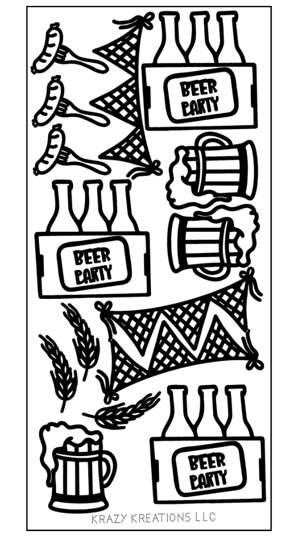 Beer Party Outline Sticker - Krazy Kreations