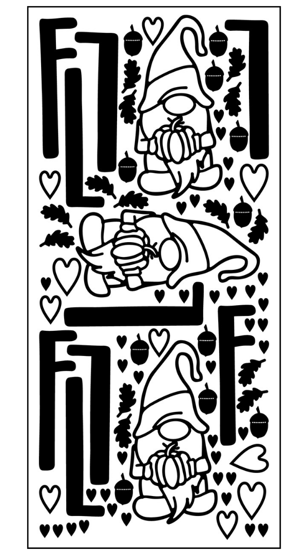 Fall Gnome Outline Sticker - Krazy Kreations